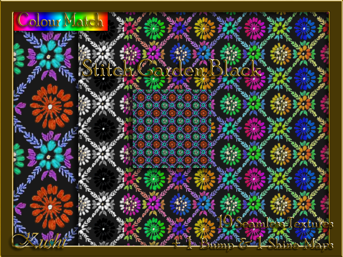 Second Life Marketplace - Stitch Garden Black Seamless Texture Pack